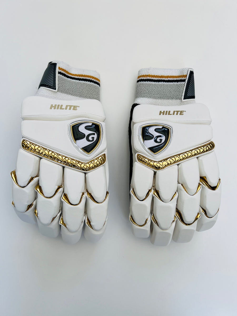 SG Hilite White Gold Cricket Batting Gloves | Pittards Leather – DKP ...